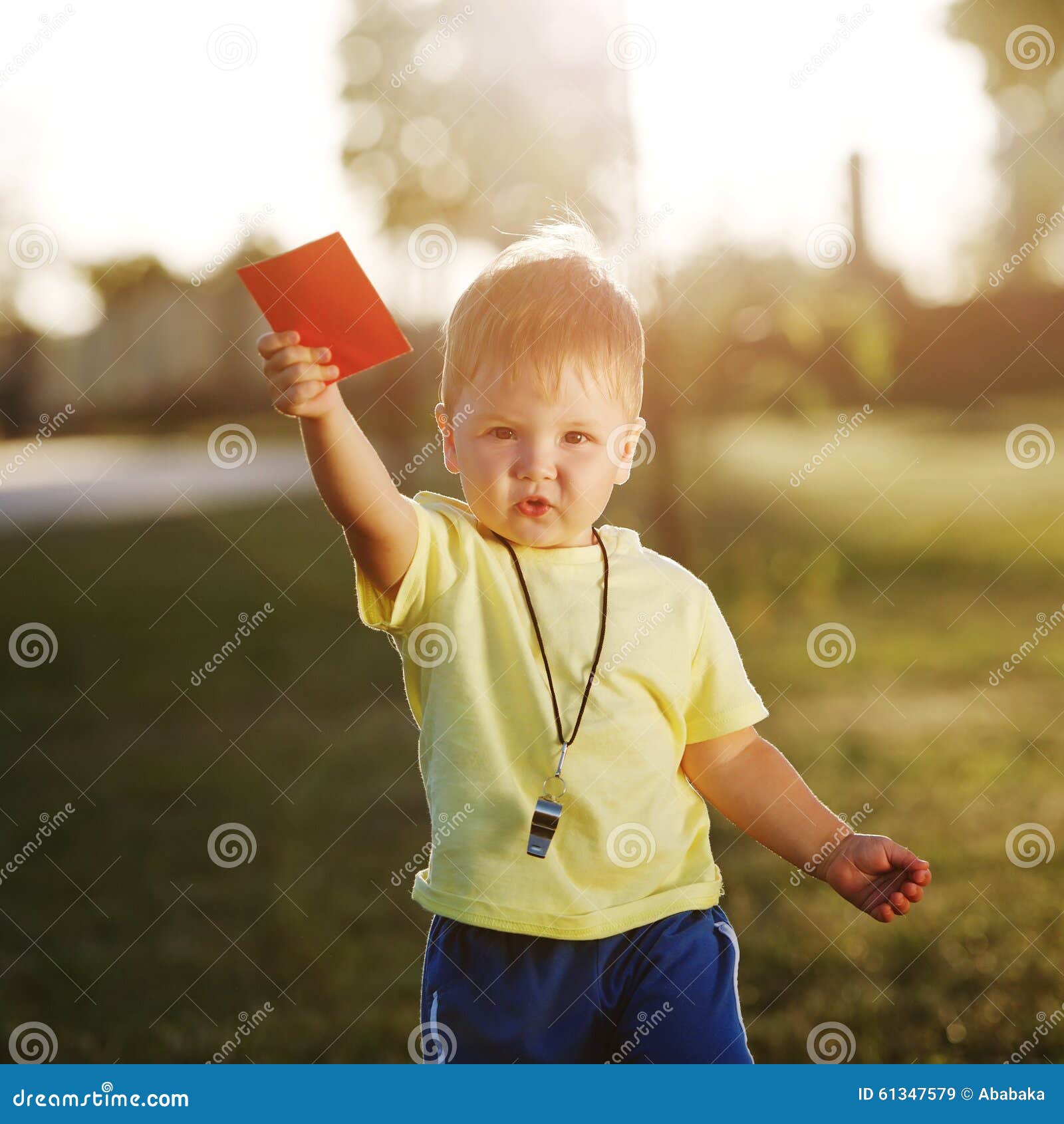 Cute Little Referee with Red Card Stock Image - Image of card, whistle ...