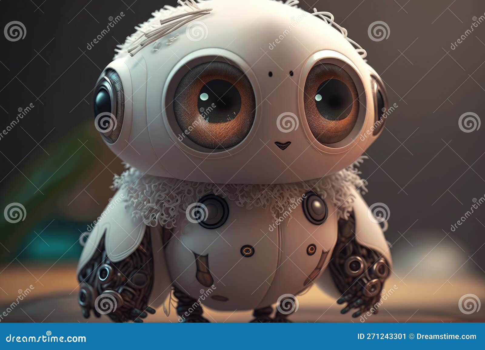 Cute Little Robot with Big Eyes. Illustration Stock Illustration ...