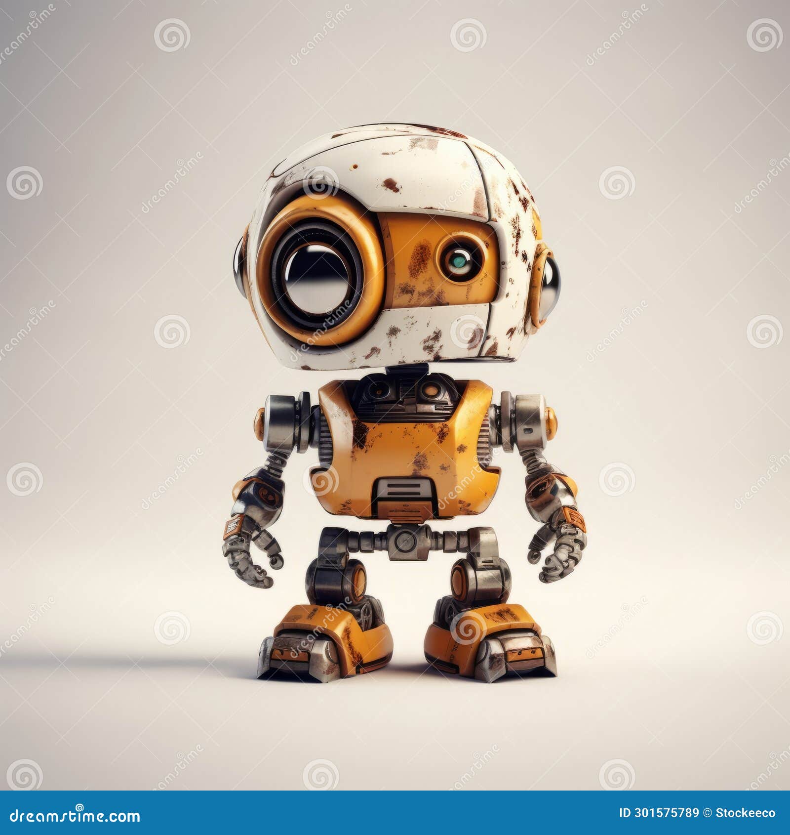 Charming Robot with Brown Eyes and Gray Legs - Babycore Inspired Stock ...