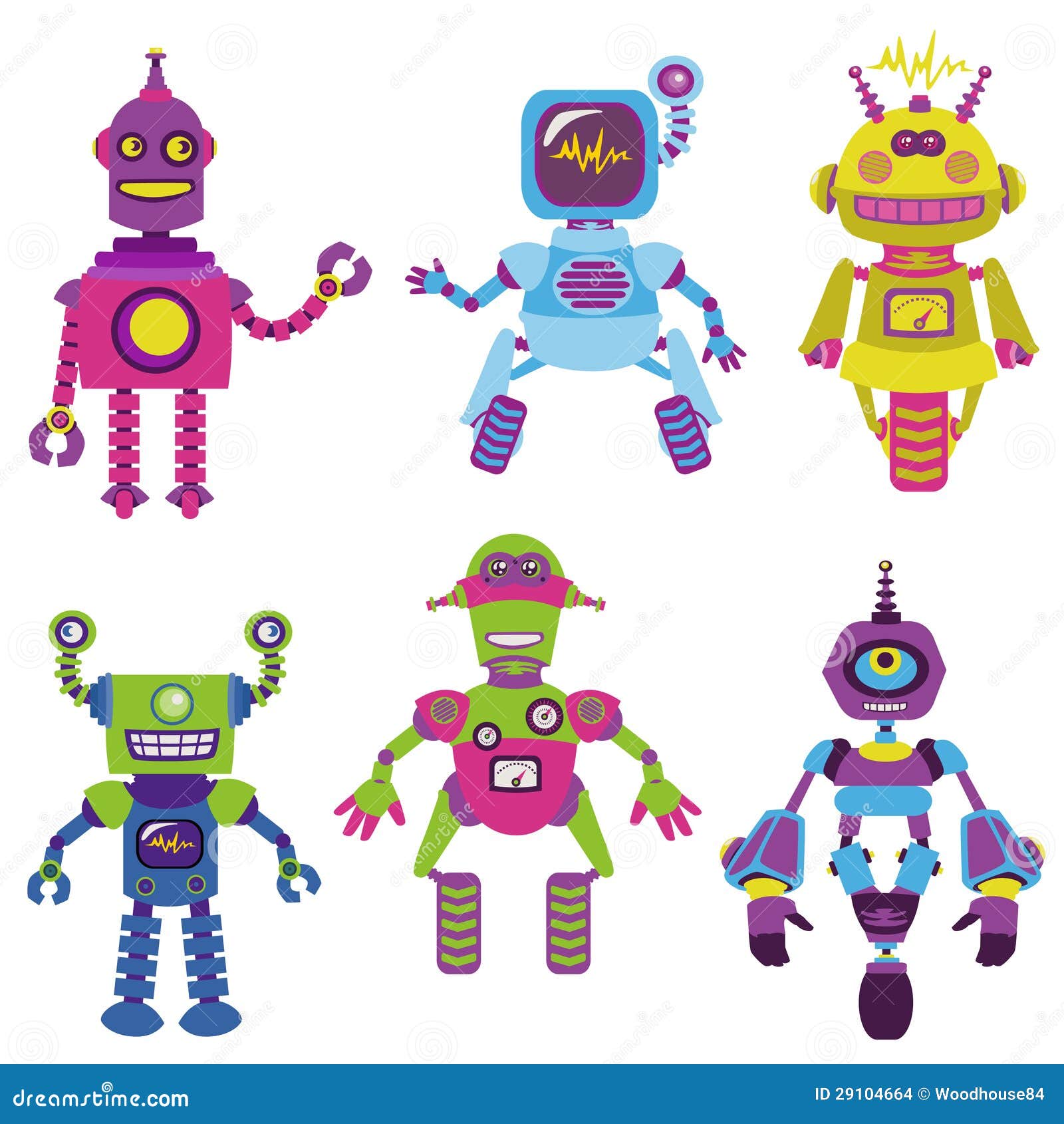 Cute Little Robots Vector Illustration | CartoonDealer.com #29104664