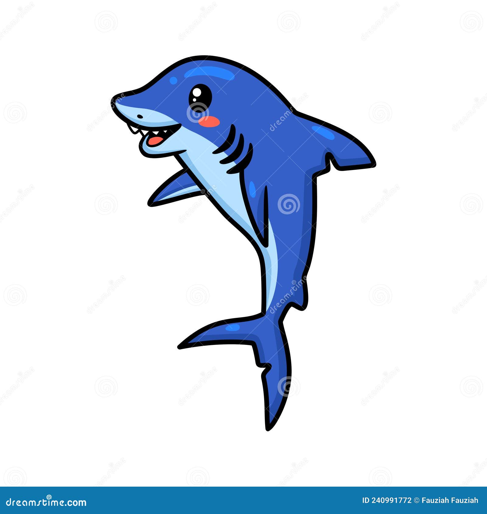 Cute Little Shark Cartoon Posing Stock Vector - Illustration of chibi ...