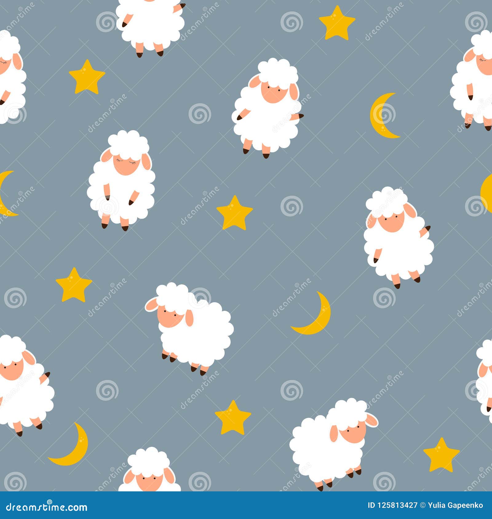 Cute Little Sheep Seamless Pattern Background. Vector Illustration Stock Vector - Illustration ...