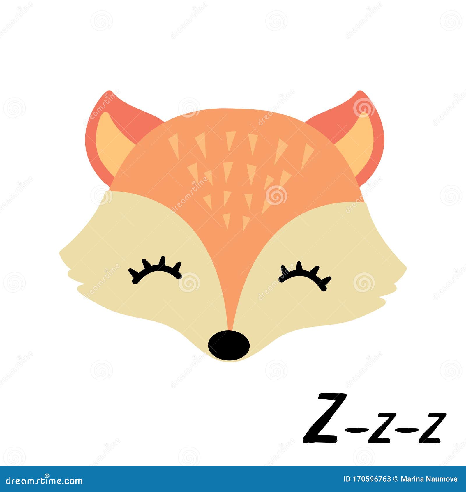 Cute little sleepy fox stock vector. Illustration of mammal - 170596763
