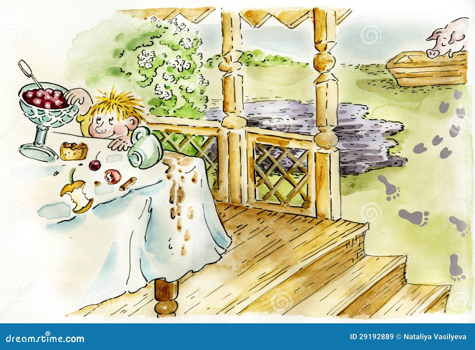 Cute little slovenly boy stock illustration. Illustration of preserves ...