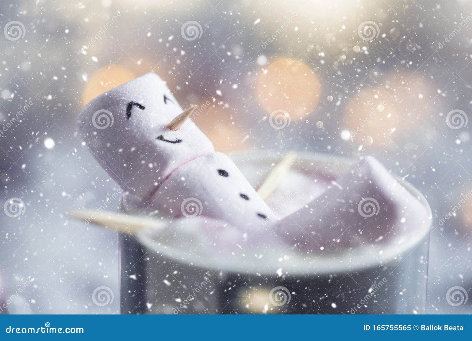 Snowman Bathing In The Bird Bath Royalty-Free Stock Photo ...