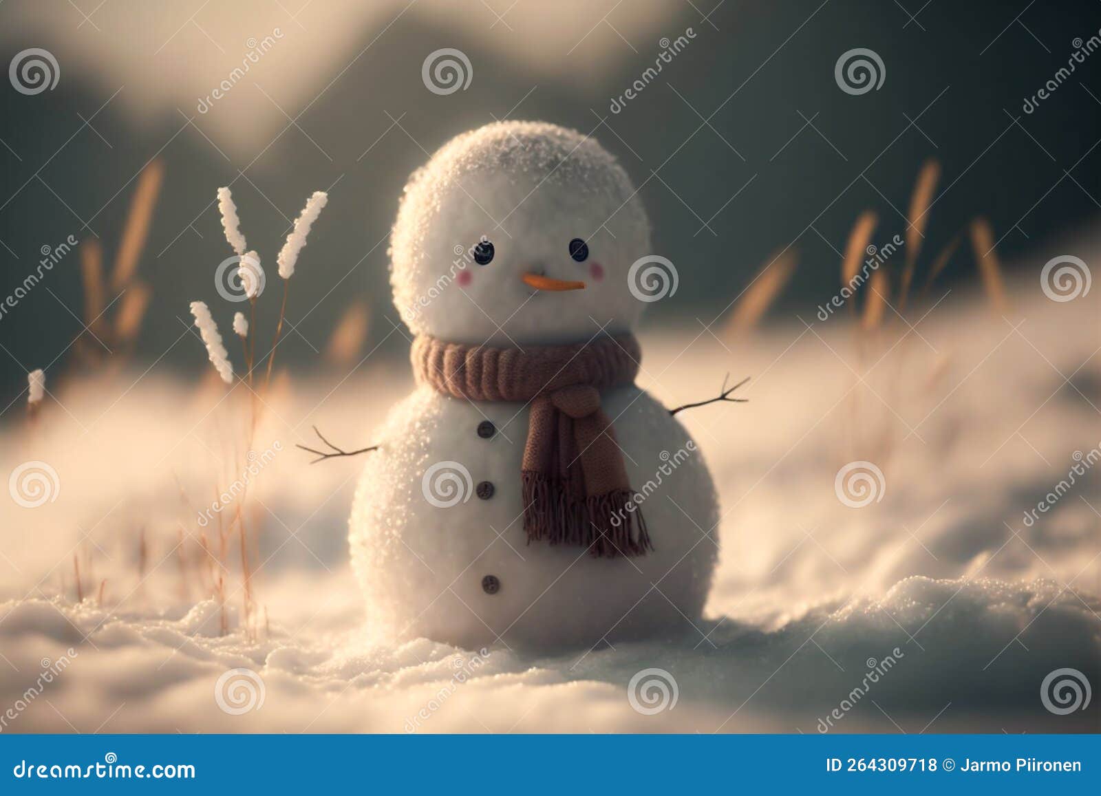 Cute Little Snowman in Spring Snow Stock Illustration - Illustration of ...