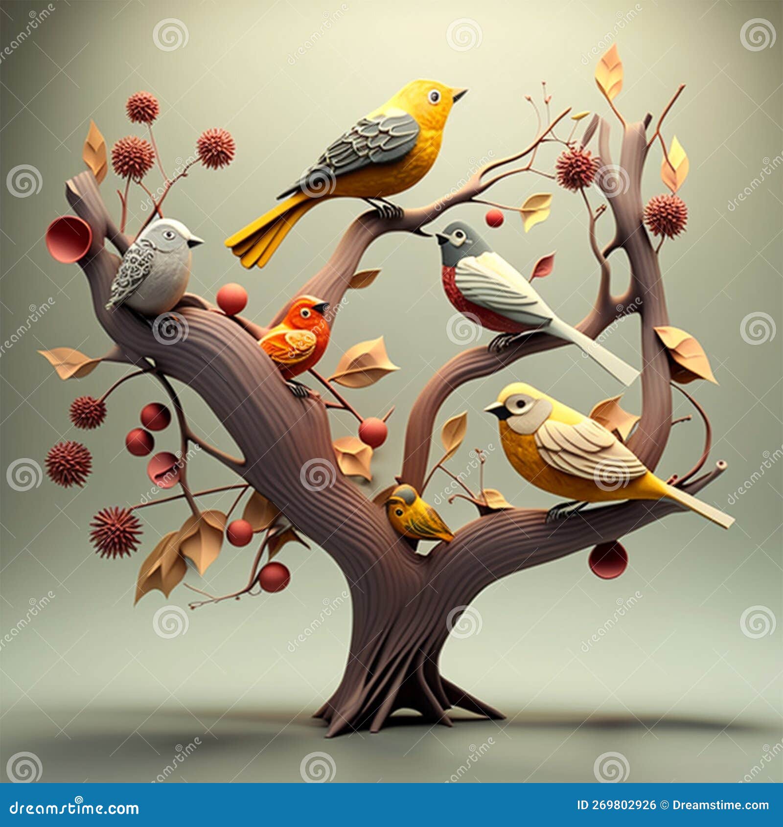 Cute Little Spring Birds (AI Generated) Stock Illustration ...
