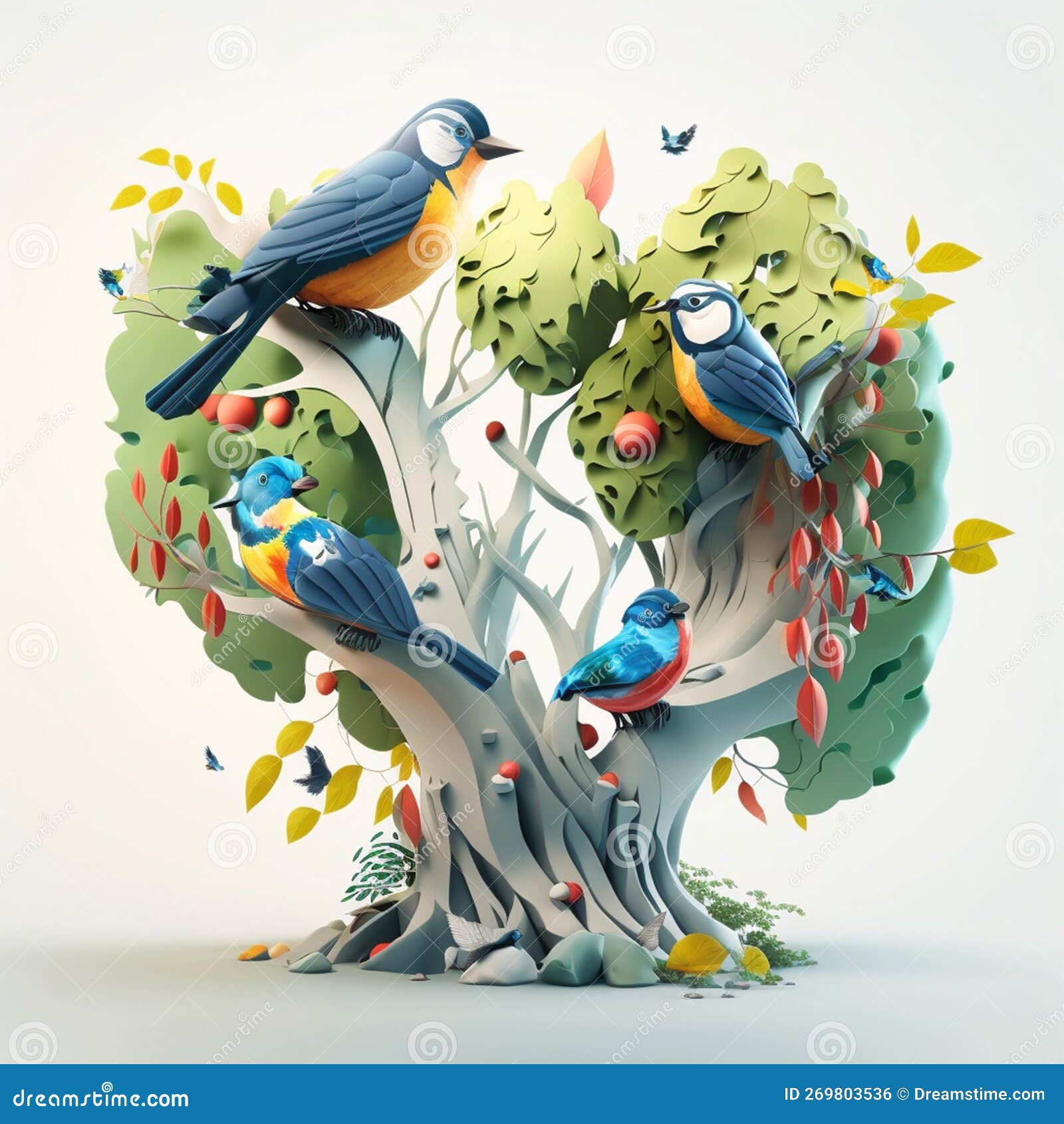 Cute Little Spring Birds (AI Generated) Stock Illustration ...