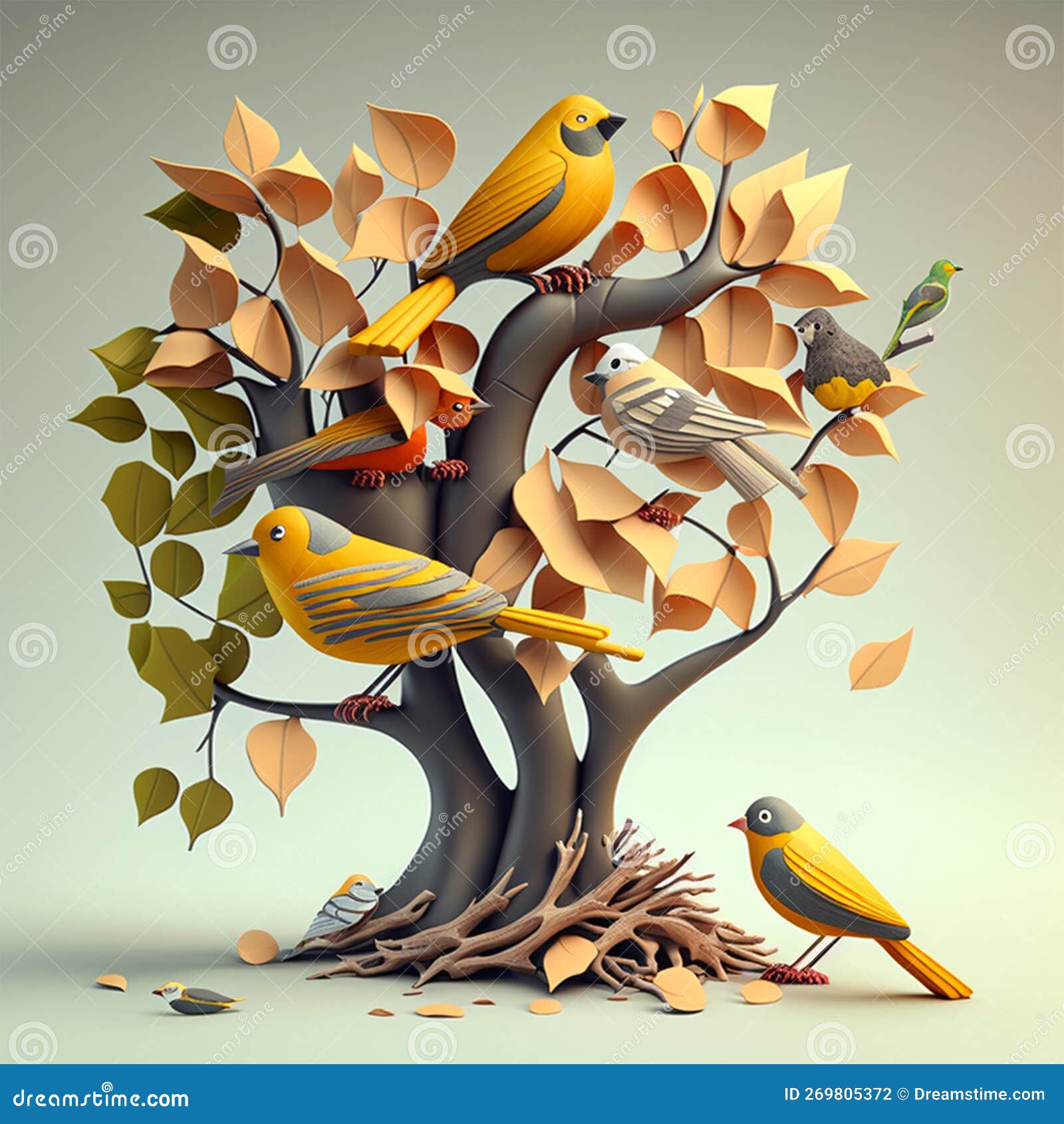 Cute Little Spring Birds (AI Generated) Stock Photo - Image of color ...