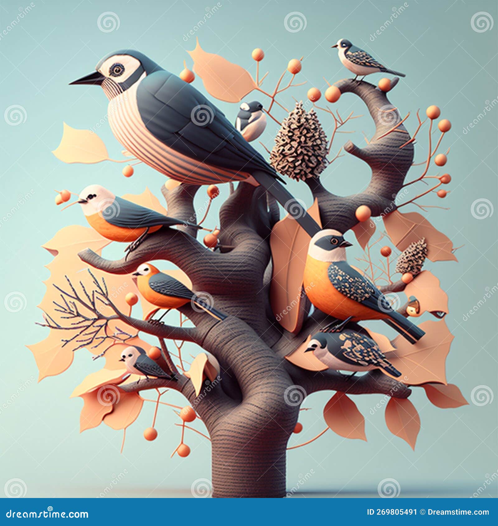 Cute Little Spring Birds (AI Generated) Stock Illustration ...