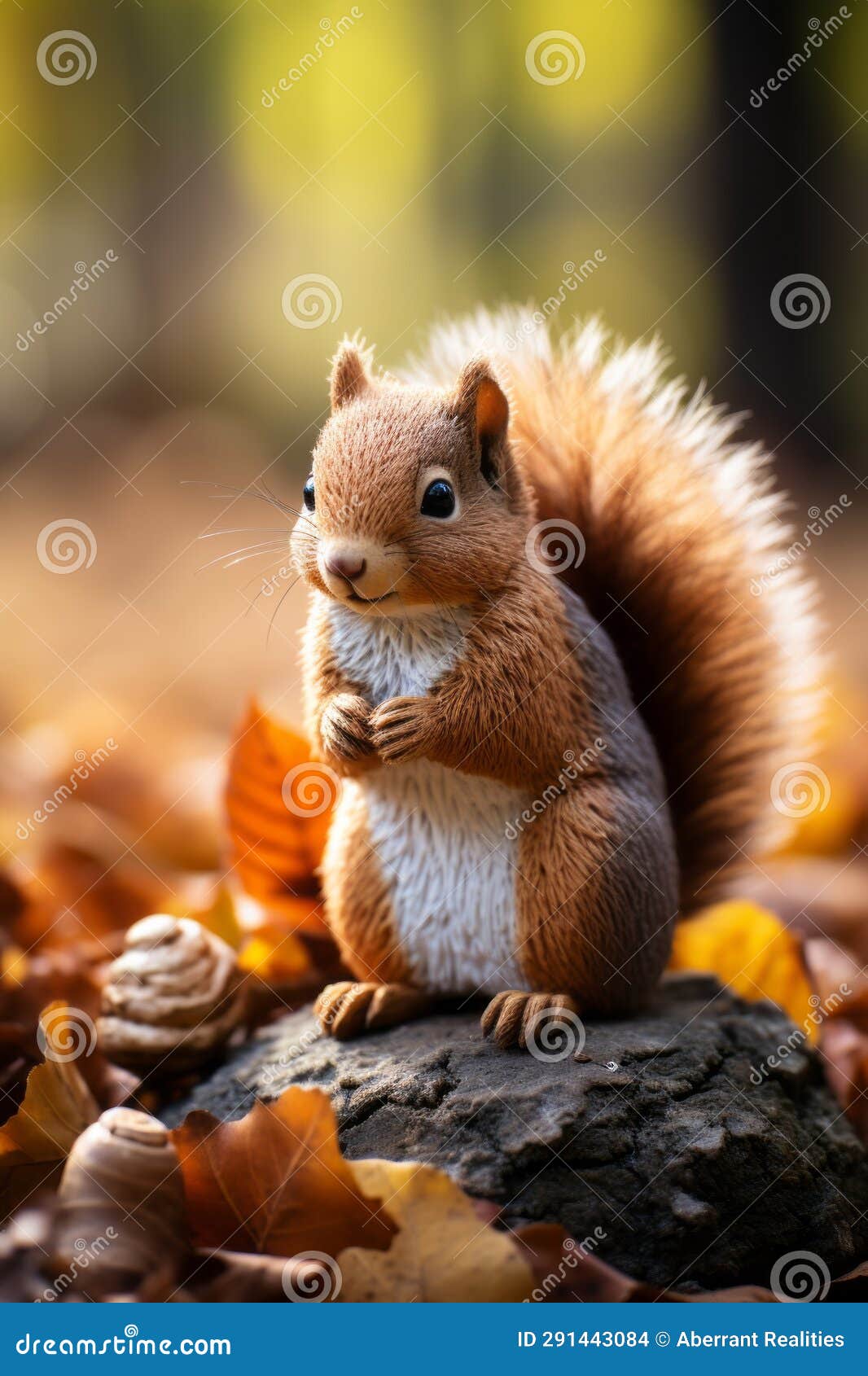 A Cute Little Squirrel Sitting on a Rock in the Fall Stock Illustration ...