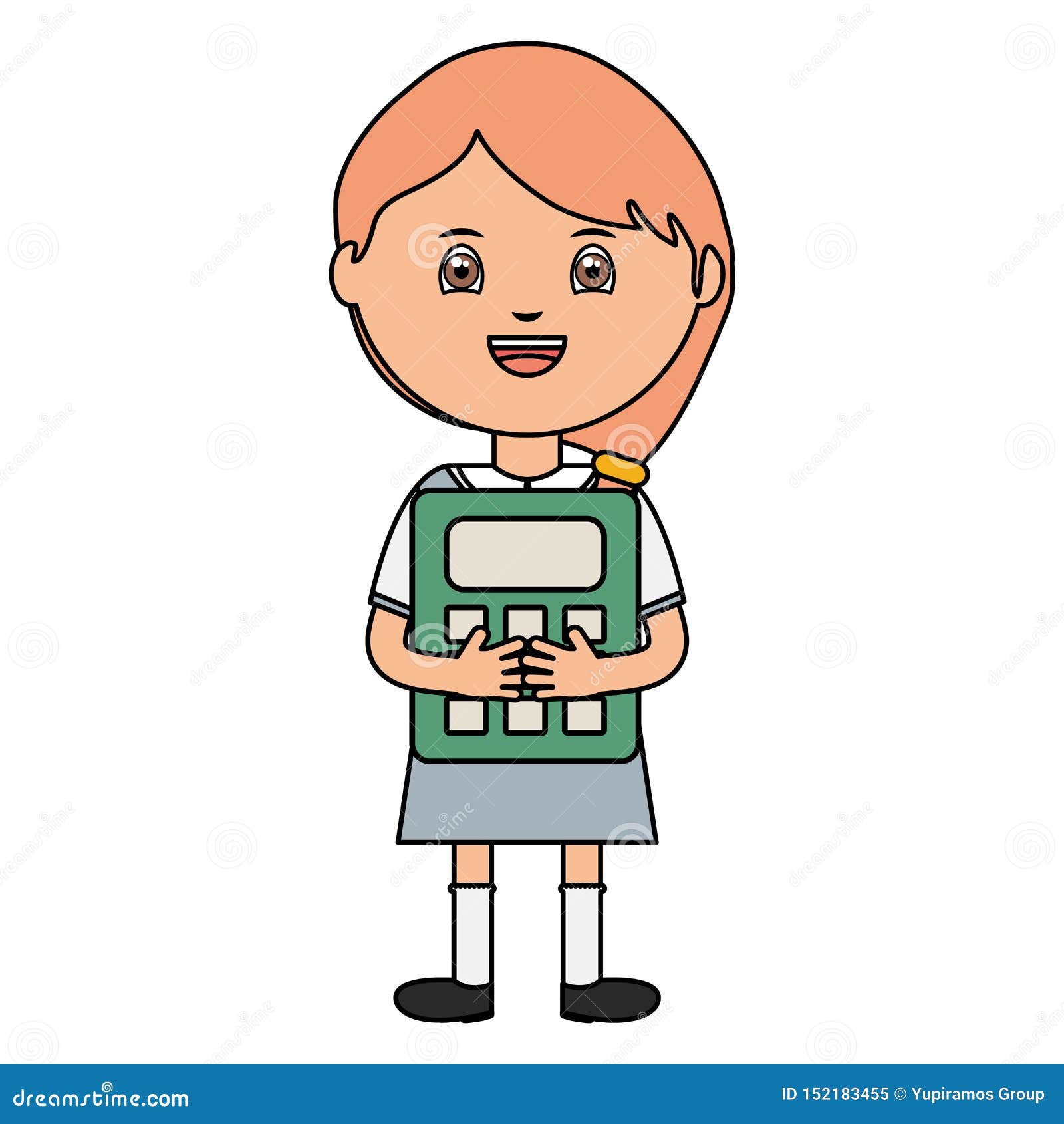 Cute Little Student Girl with Calculator Stock Vector - Illustration of ...