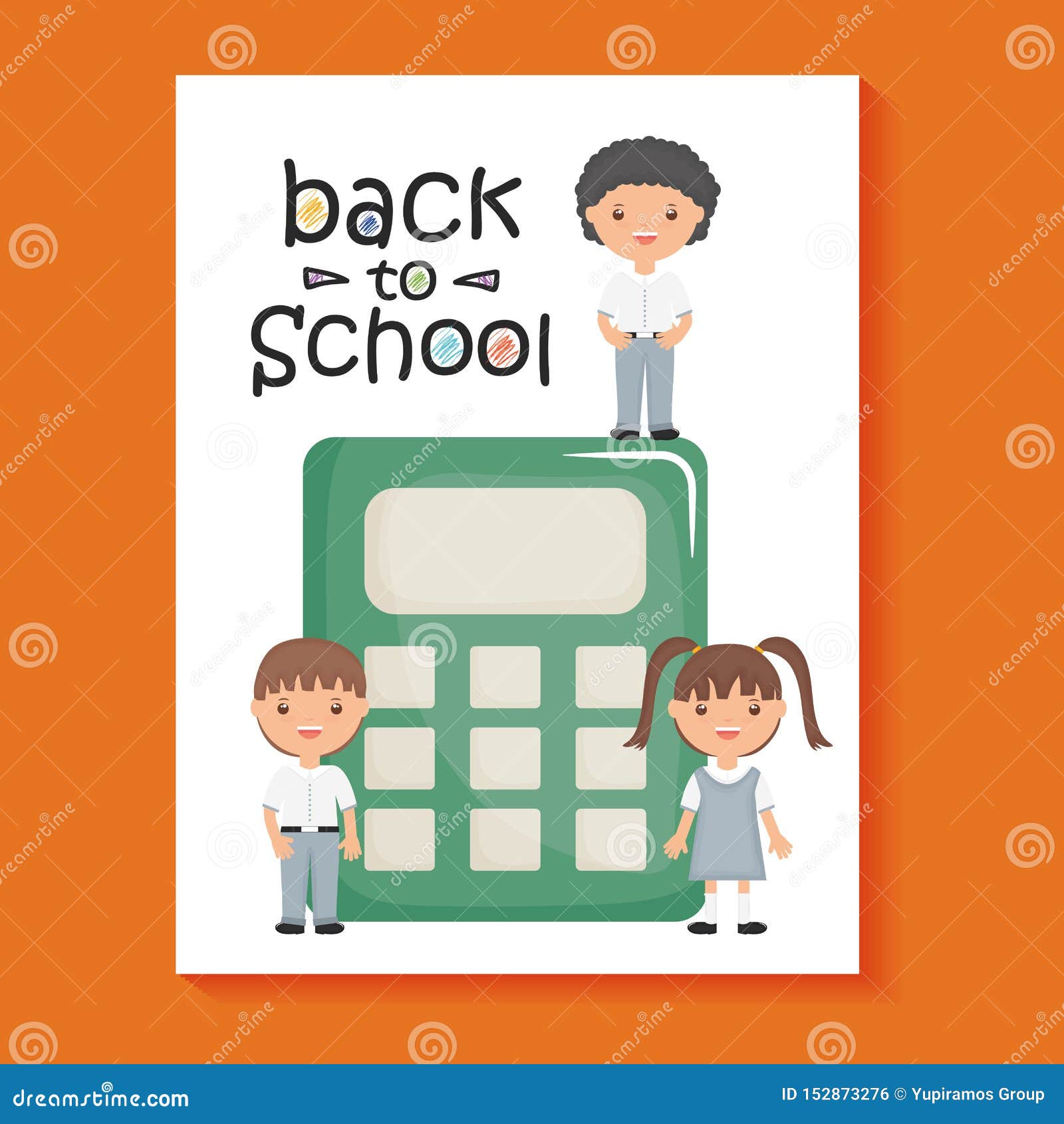 Cute Little Students with Calculator Math Stock Vector - Illustration ...