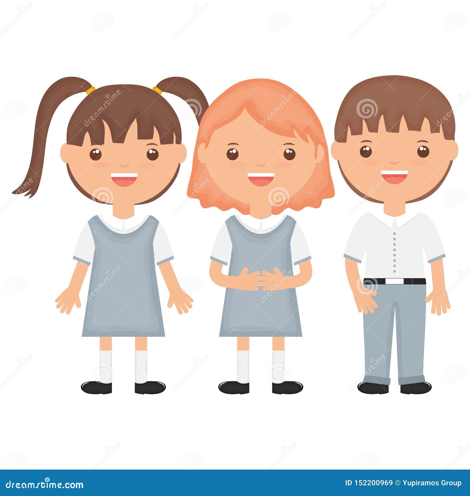 Cute Little Students Group Characters Stock Vector - Illustration of ...