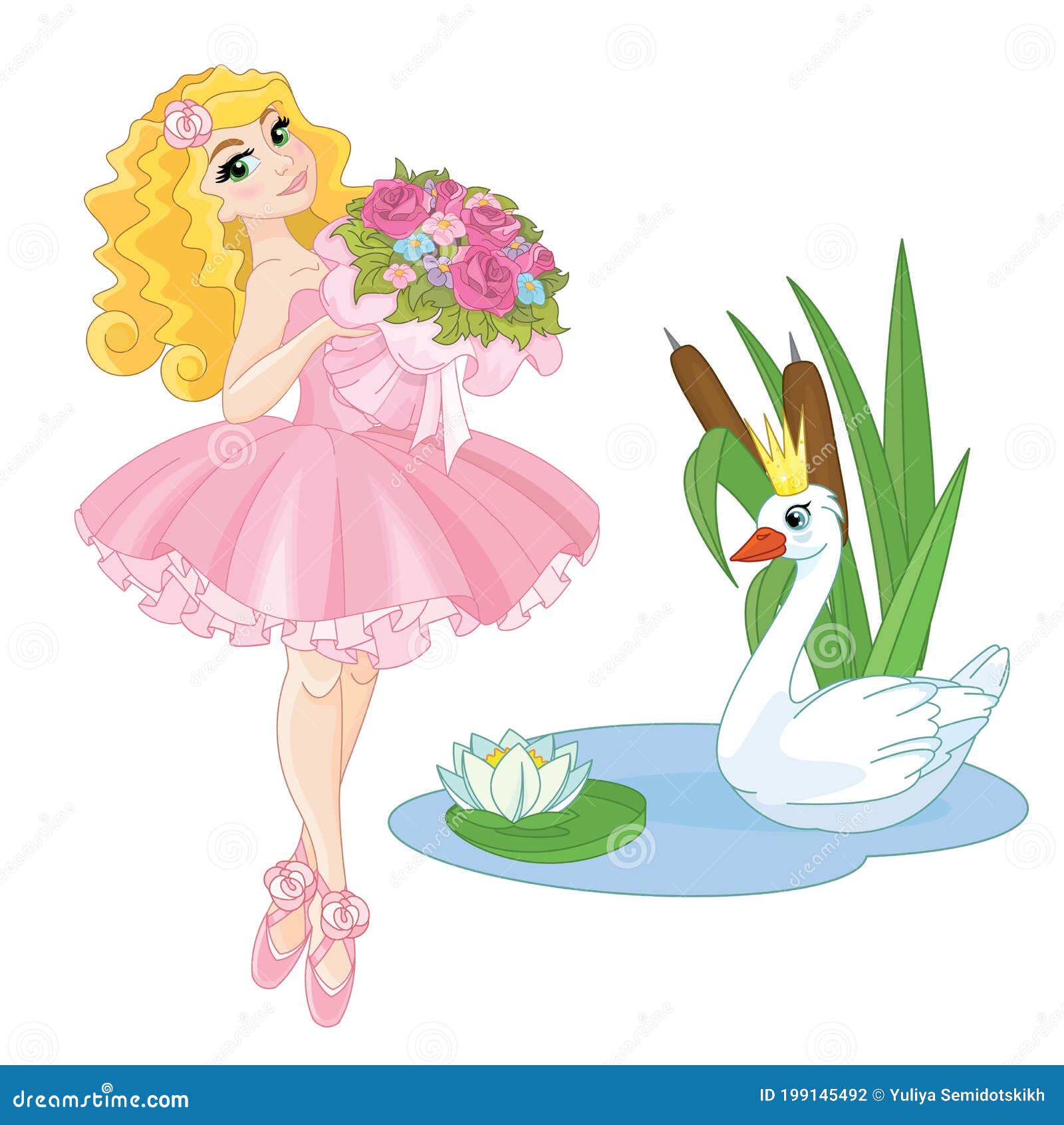 Cute Little Girl Swan Princess Stock Vector - Illustration of child ...