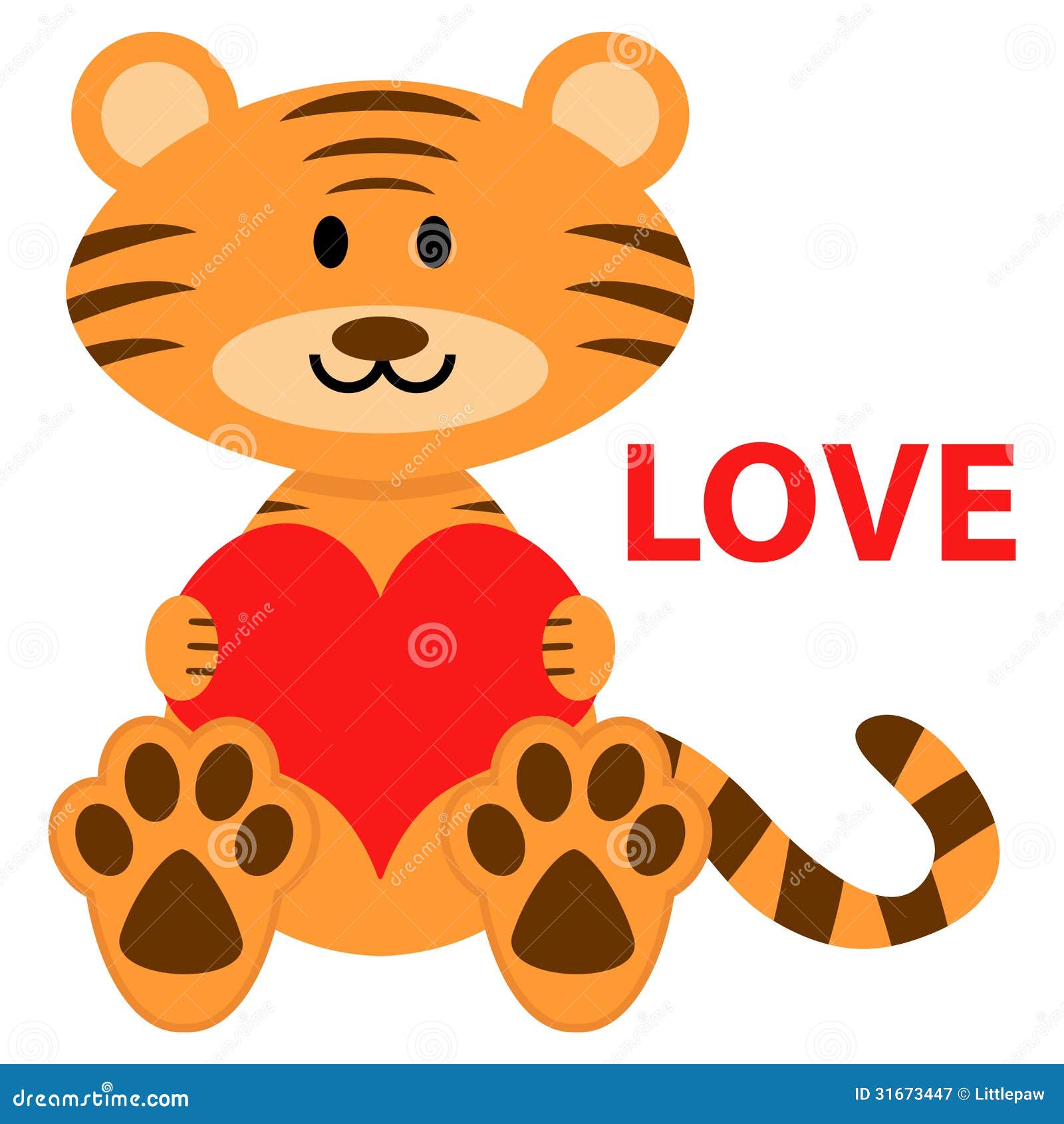 Cute little tiger in love stock vector. Illustration of baby - 31673447