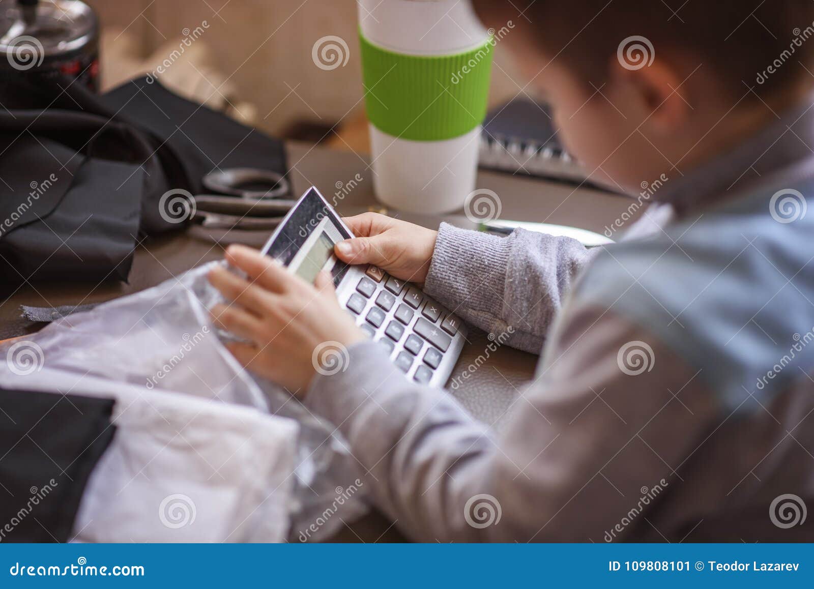 Cute Little Baby Boy Using a Calculator Stock Image - Image of growing ...