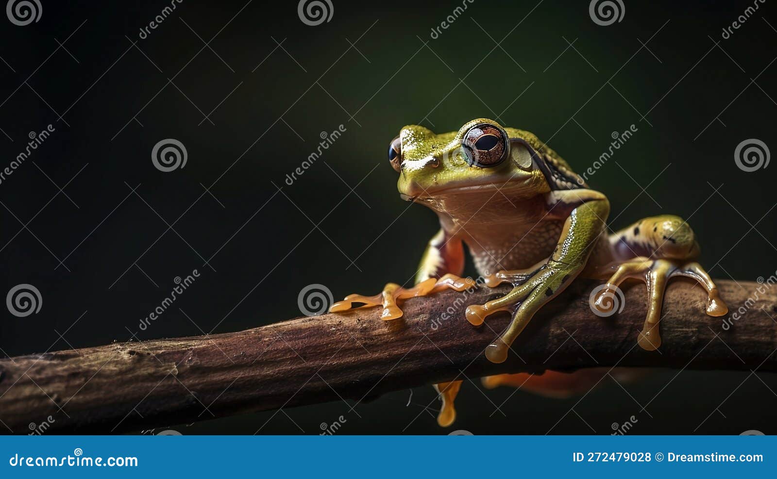 Cute Little Tree Frog on a Twig. Generative AI, Stock Illustration ...