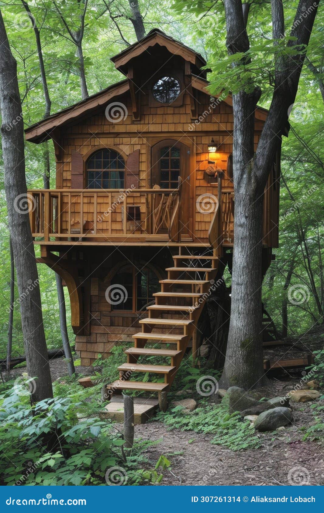 Cute Little Tree House for Kids in the Forest Stock Photo - Image of ...