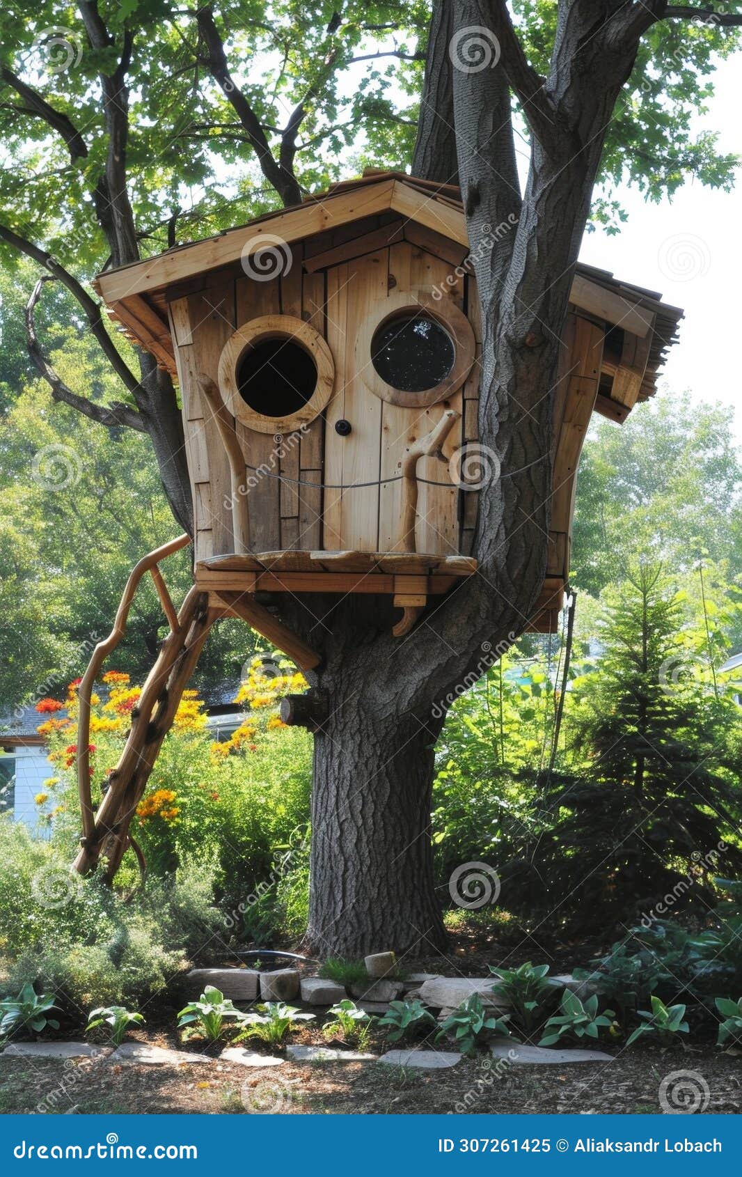 Cute Little Tree House for Kids in the Forest Stock Image - Image of ...