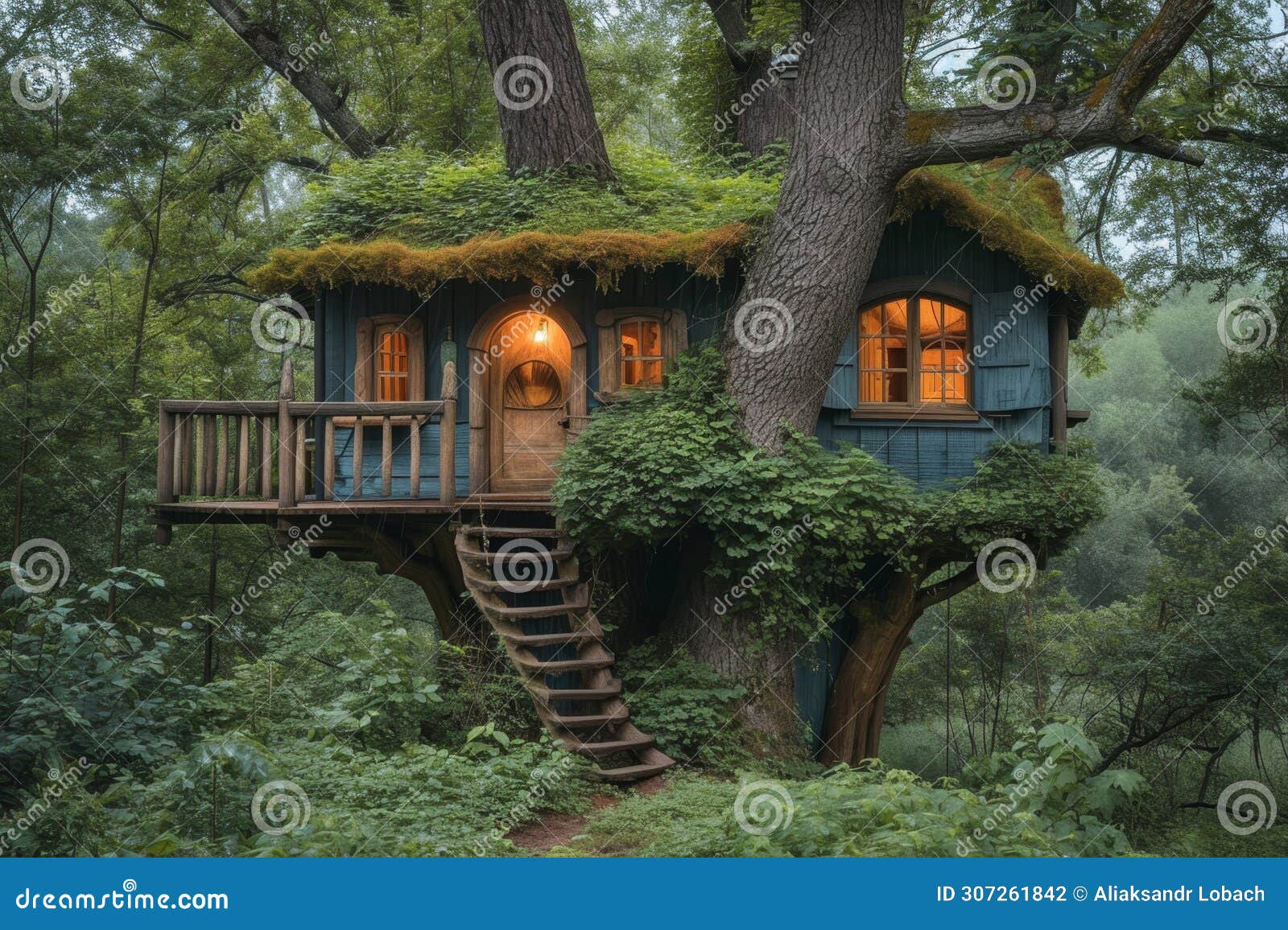 Cute Little Tree House for Kids in the Forest Stock Photo - Image of ...
