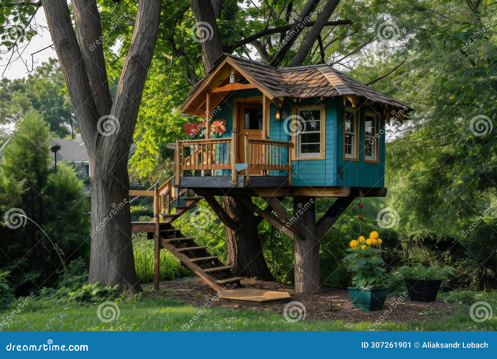 Cute Little Tree House for Kids in the Forest Stock Image - Image of ...