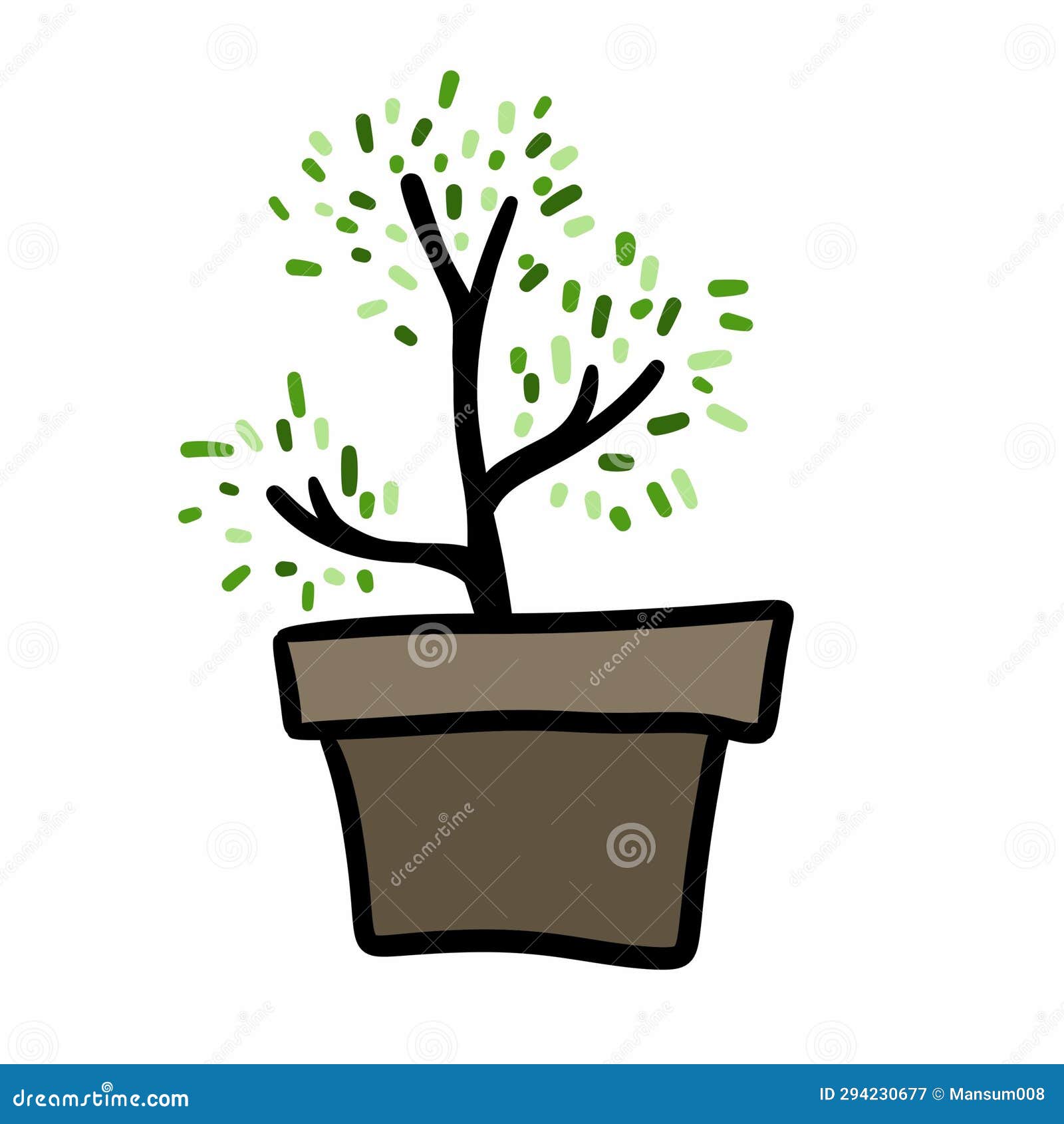 Cute Little Tree Plant with Potted Plant Stock Illustration ...