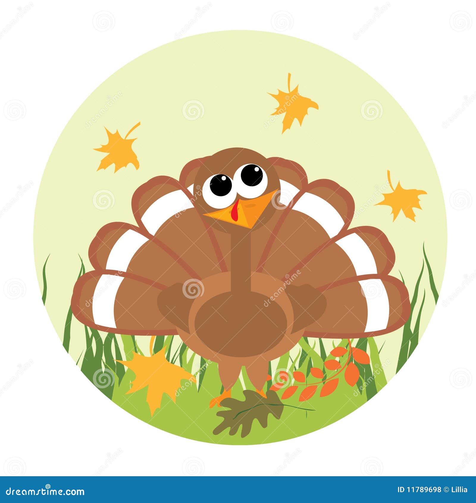 Cute Little Turkey Looking at the Leaf Stock Vector - Illustration of ...