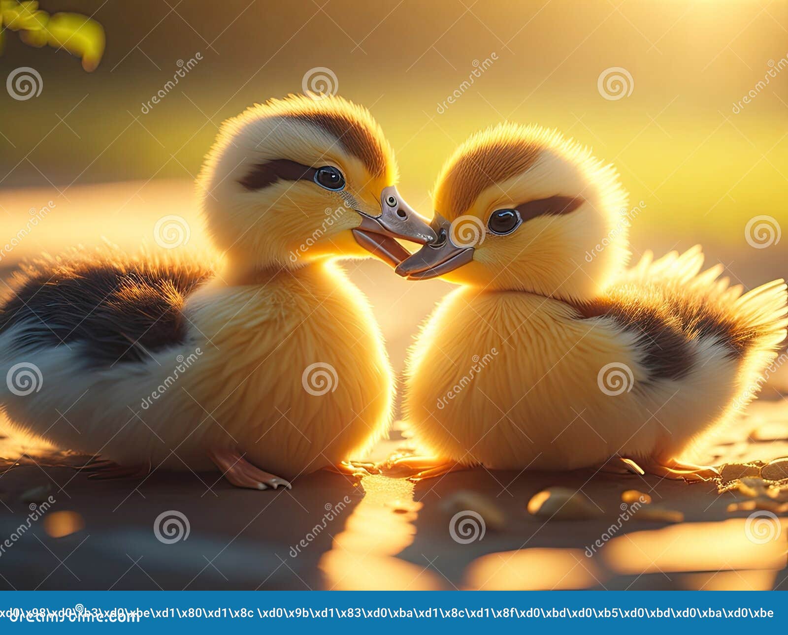 A Cute Little Two Ducklings Hug Each Other. Ai Generative Stock ...