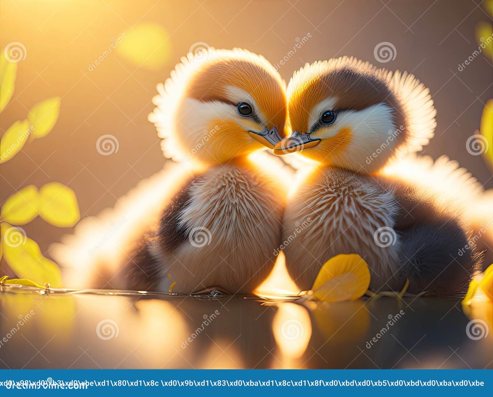 A Cute Little Two Ducklings Hug Each Other. Ai Generative Stock ...