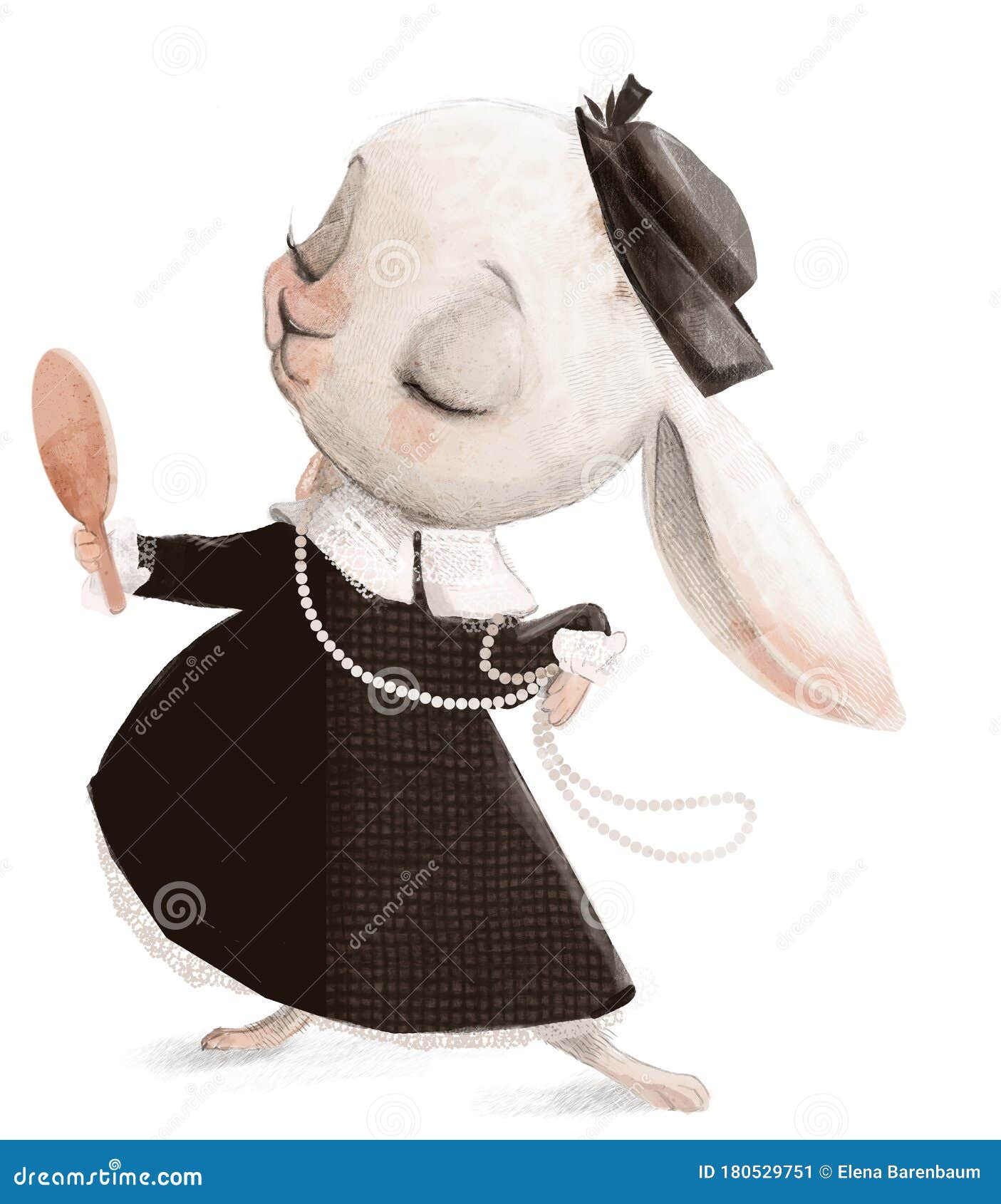 Cute Little White Cartoon Hare Lady Stock Illustration - Illustration ...