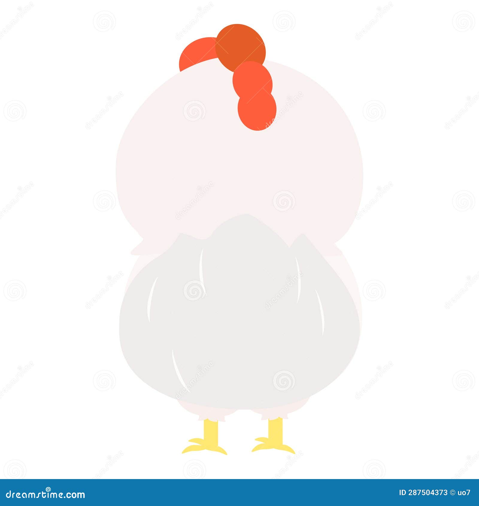 Cute Little White Chicken, Full Body, Standing, Back View. Stock Vector ...