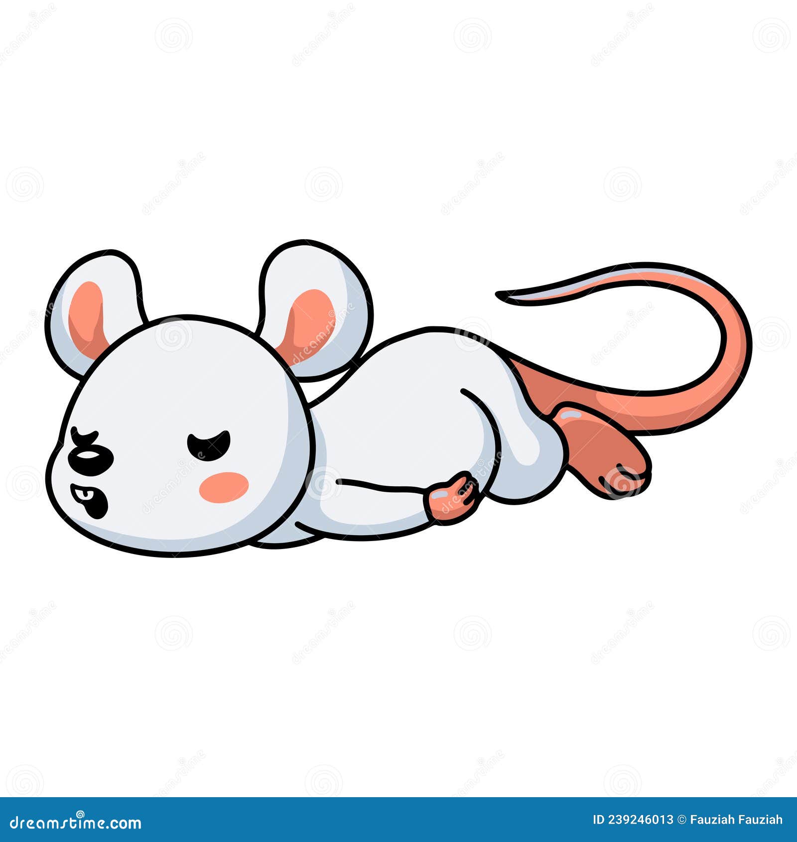 Cute Little White Mouse Cartoon Sleeping Stock Vector - Illustration of ...