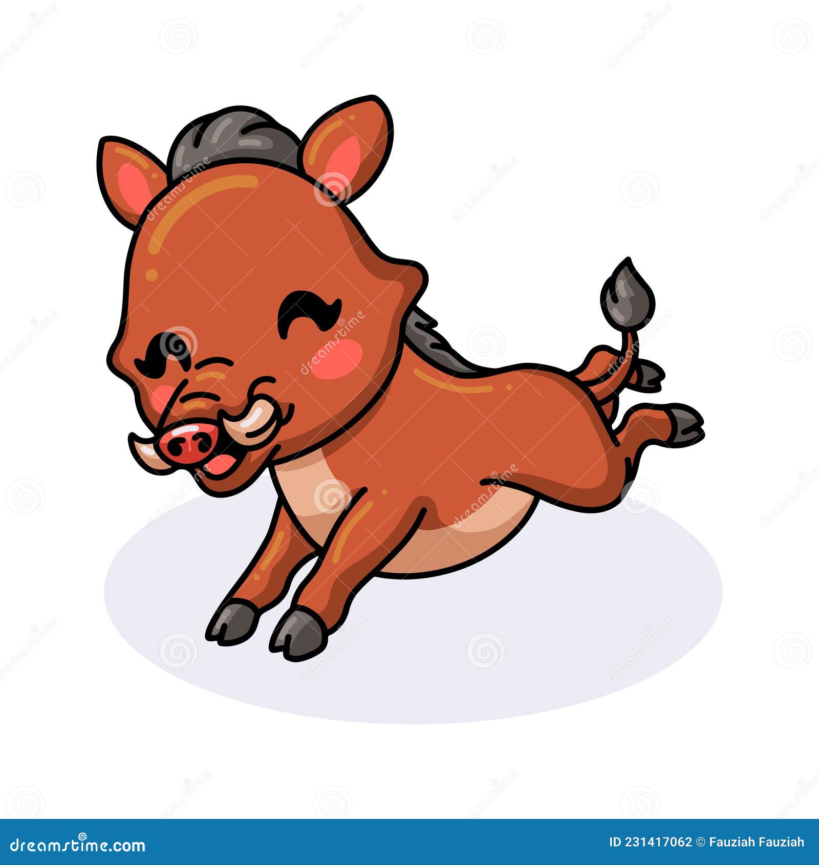Cute Little Wild Boar Cartoon Running Stock Vector - Illustration of ...