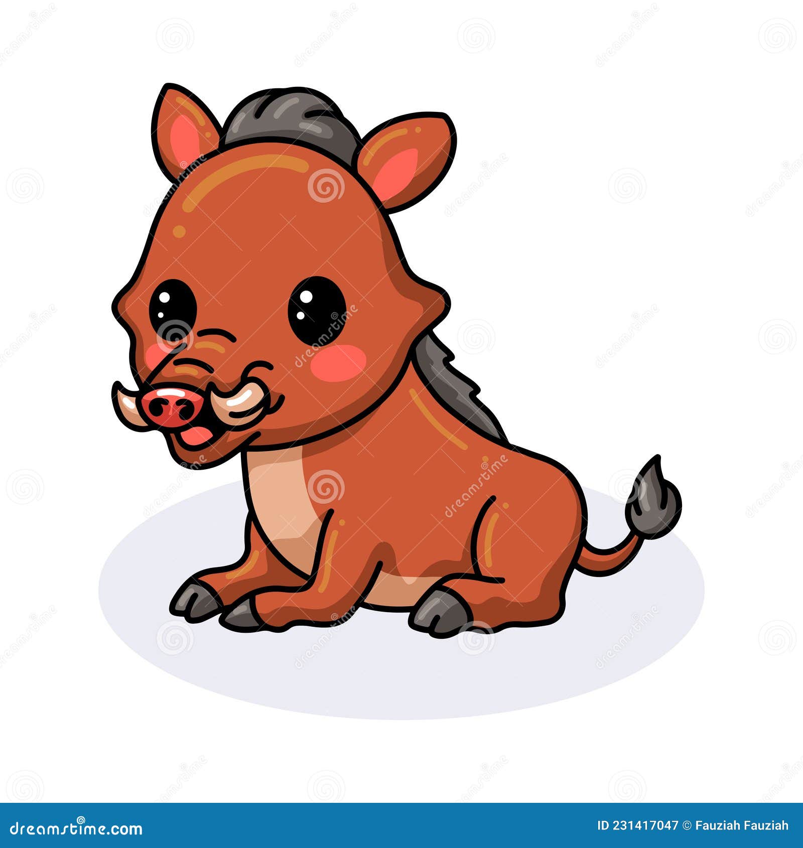 Cute Little Wild Boar Cartoon Stock Vector - Illustration of mammal ...