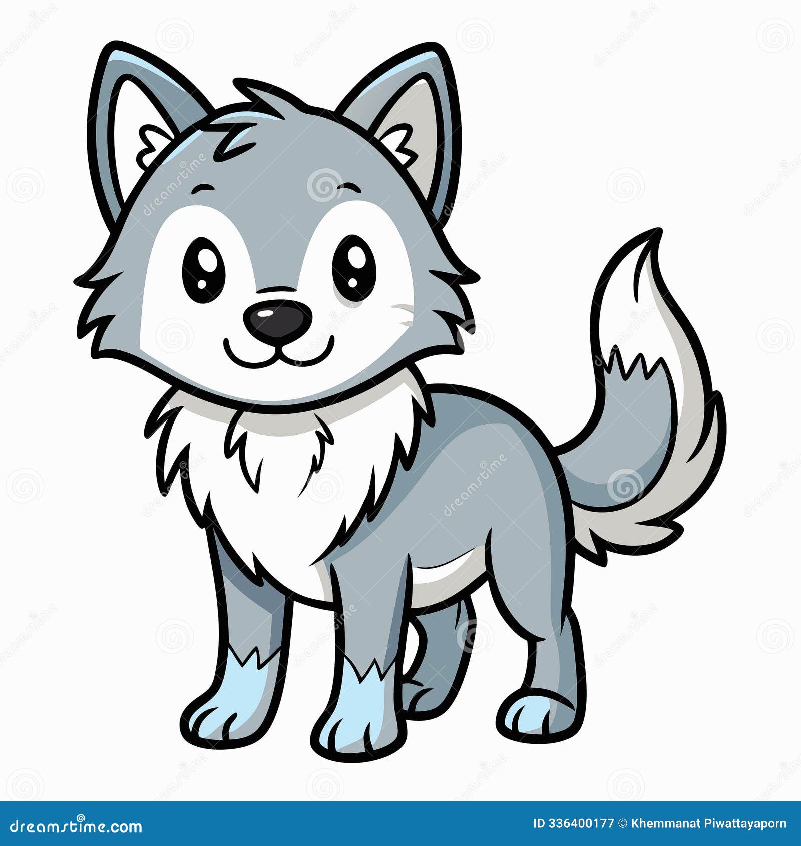 Cute Little Wolf Cartoon Graphic Design Stock Image - Image of ...