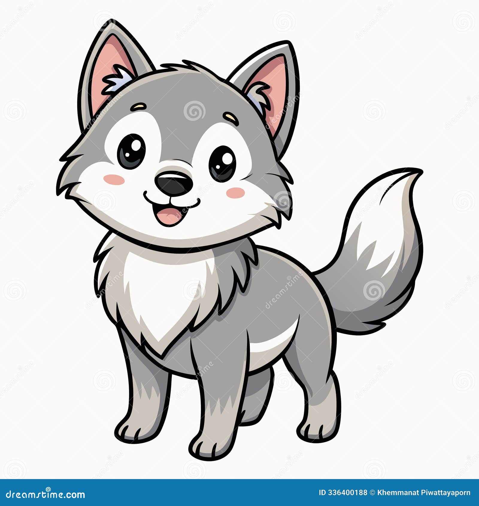Cute Little Wolf Cartoon Graphic Design Stock Photo - Image of drawing ...