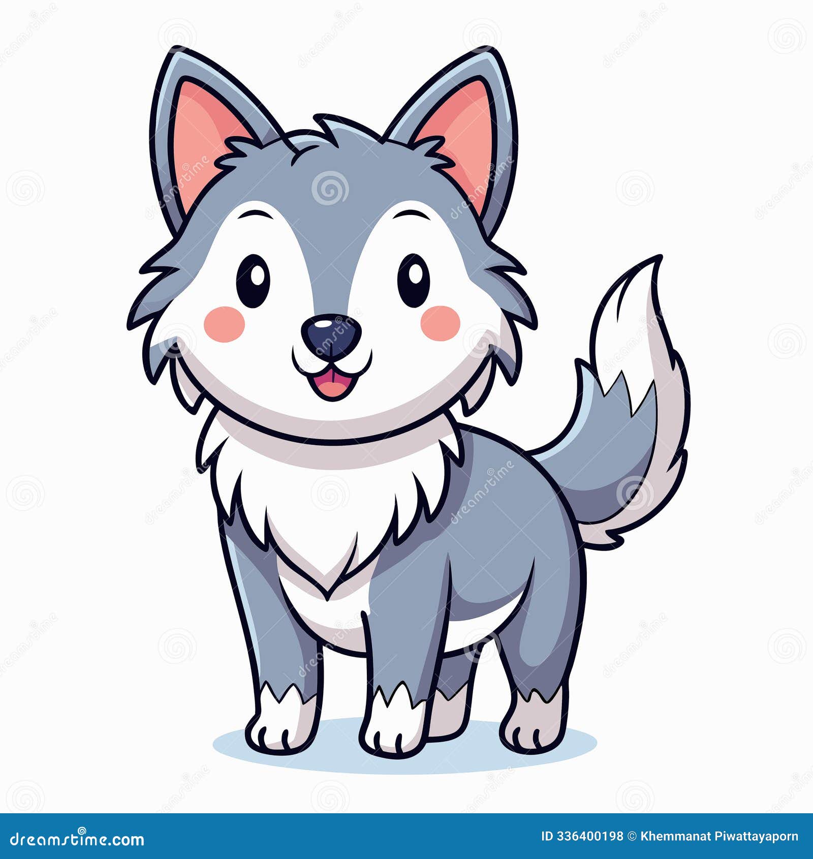 Cute Little Wolf Cartoon Graphic Design Stock Photo - Image of drawing ...