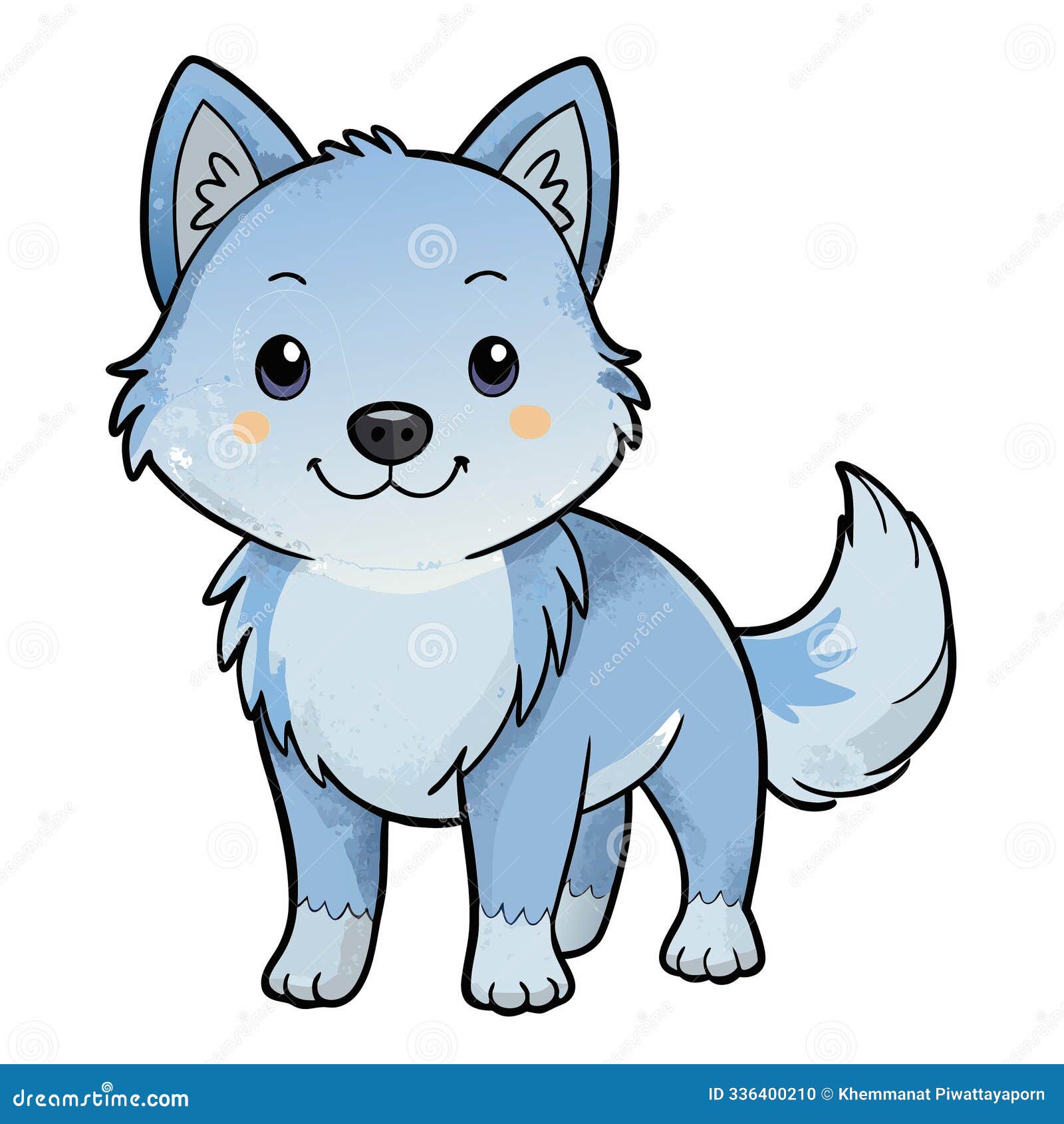 Cute Little Wolf Cartoon Graphic Design Stock Photo - Image of forest ...