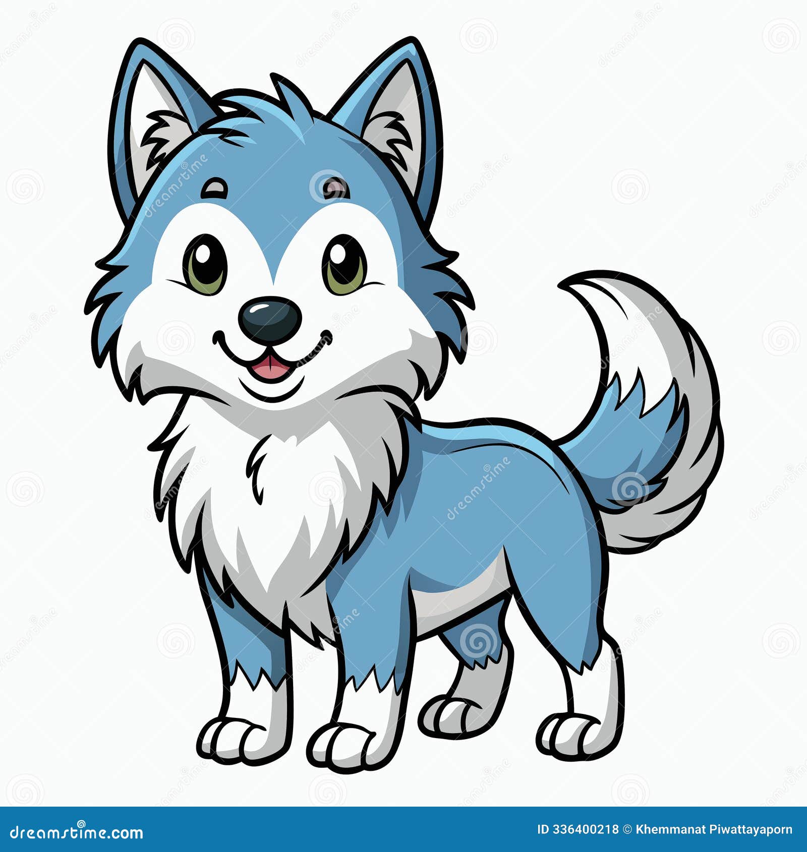 Cute Little Wolf Cartoon Graphic Design Stock Photo - Image of young ...