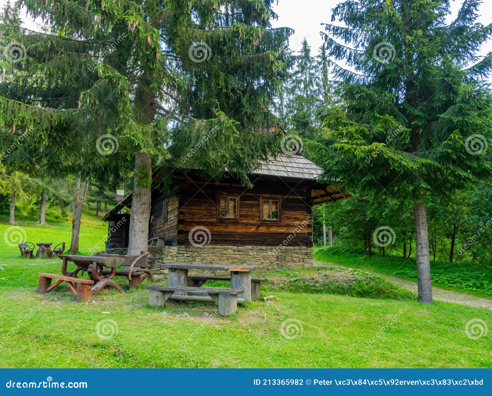 Cute Little Wood House in the Forest. Stock Photo - Image of natural ...