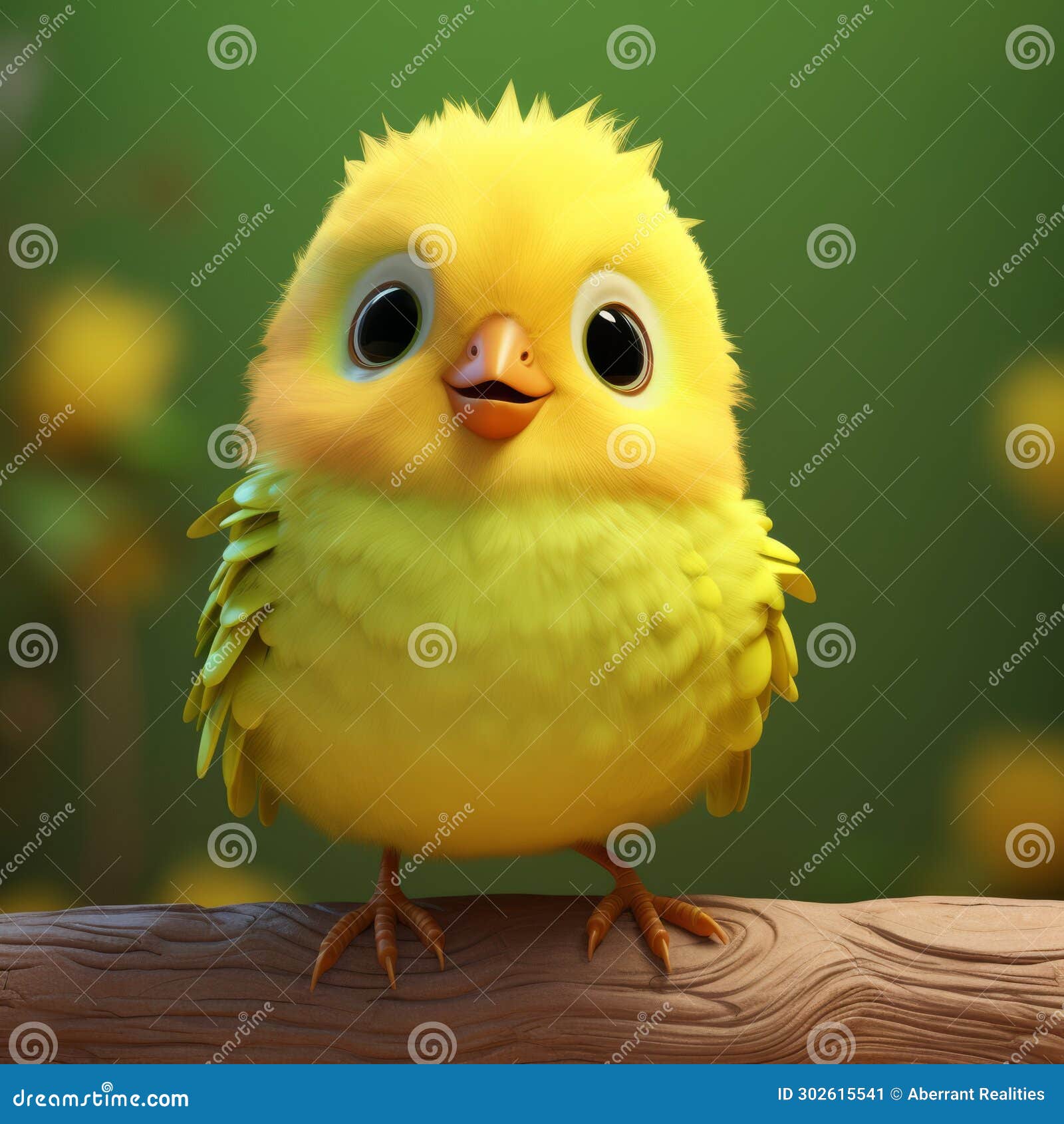 A Cute Little Yellow Bird Sitting on a Branch Stock Illustration ...