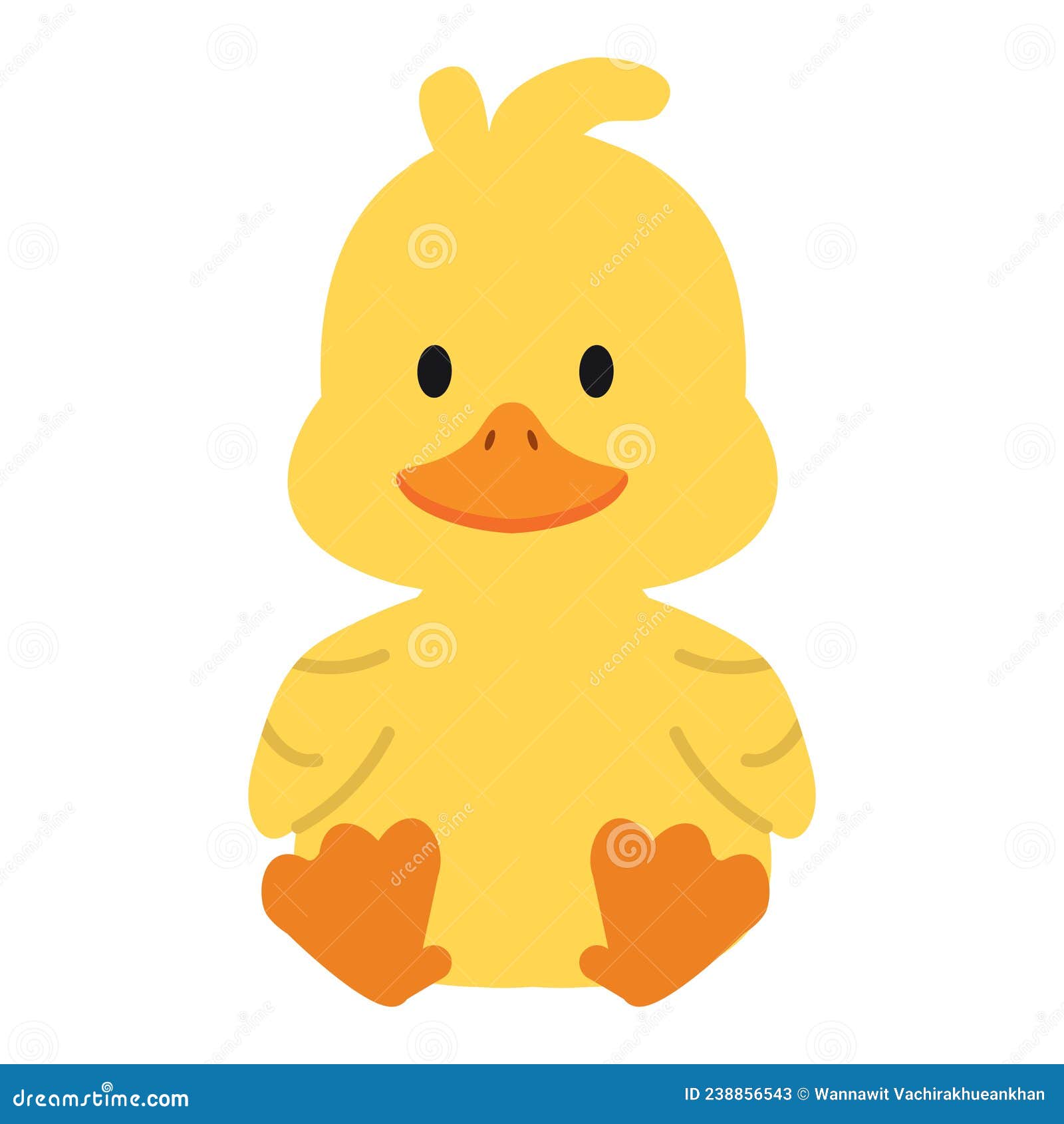 Cute Little Yellow Duck Sit Flat Stock Vector - Illustration of beak ...