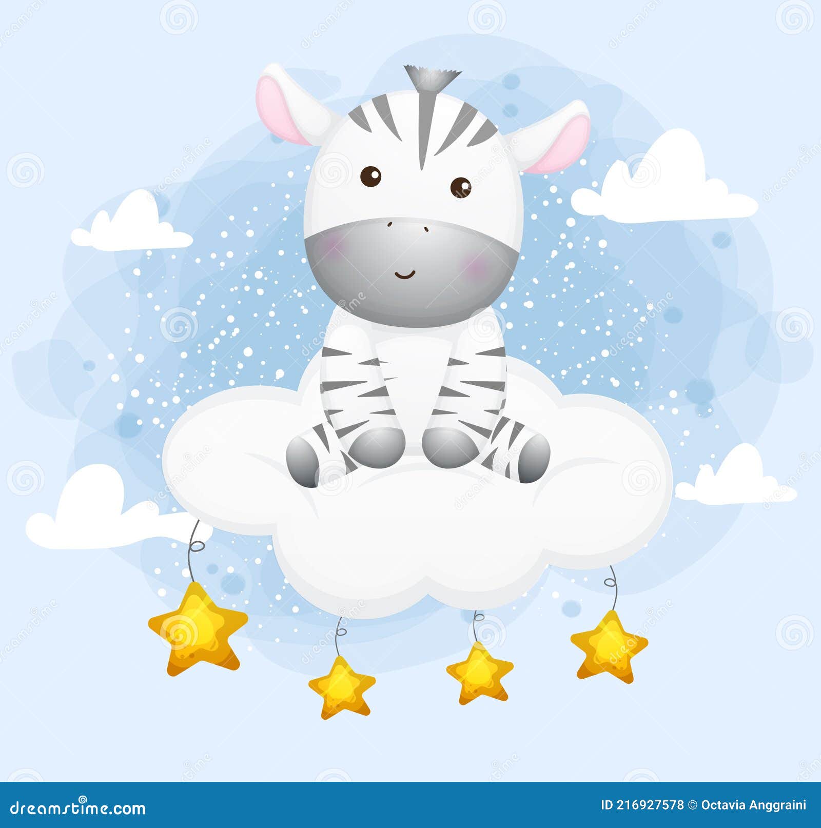 Zebra Sitting On A Mushroom Clipart Watercolor Cartoon Vector ...