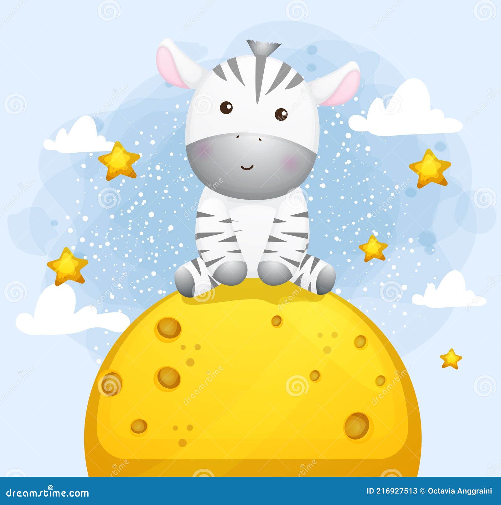Cute Little Zebra Sitting on the Moon Premium Vector Stock Vector ...