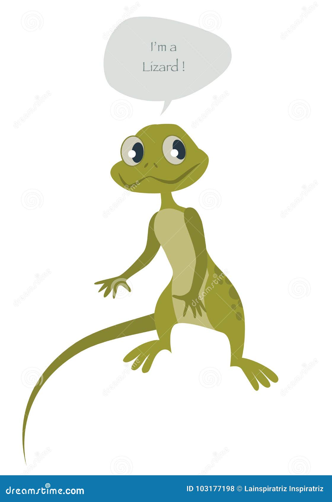 Cute Lizard Isolated on White Background and Speech Balloon. Vector ...