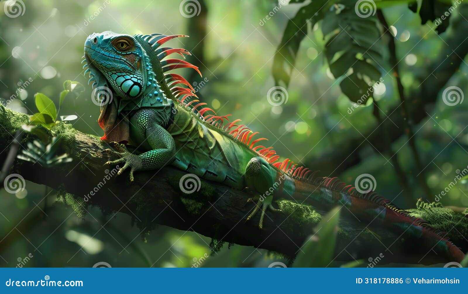 A Cute Lizard Looking at Camera, Its Green Scales Shining Stock ...