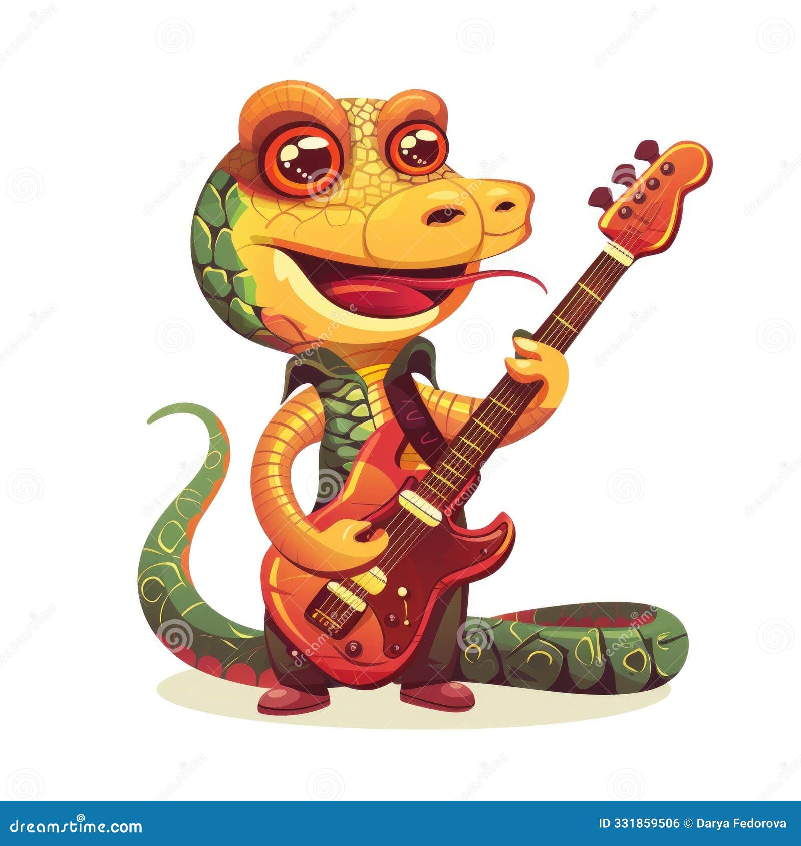 Cute Lizard Playing Electric Guitar in Boots Stock Illustration ...
