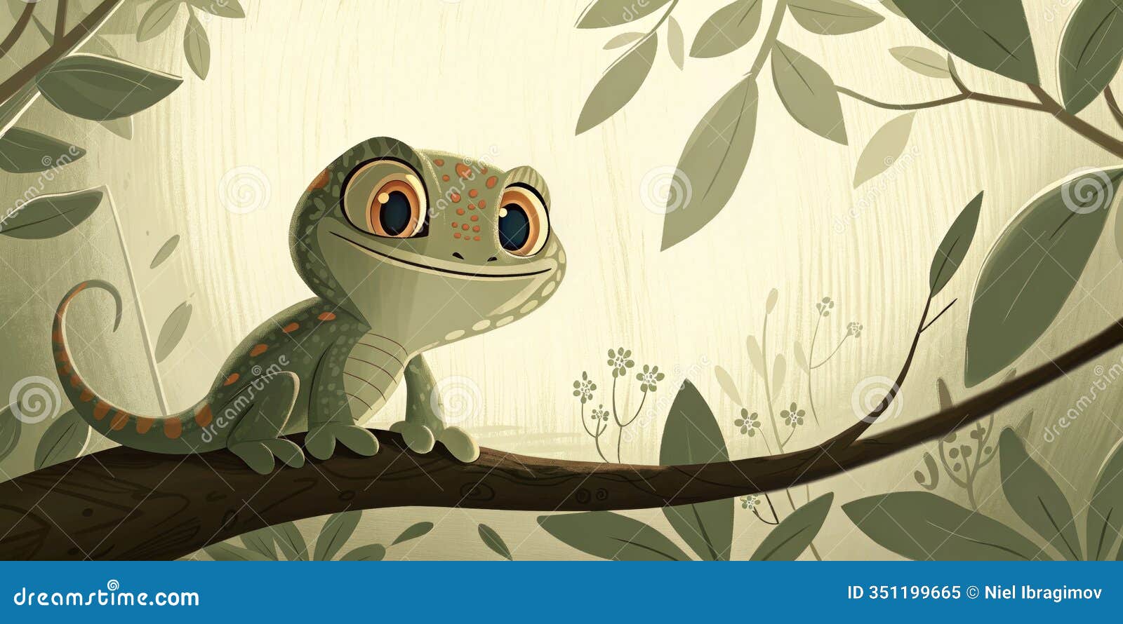A Cute Lizard In Forest Still Life With Mushrooms Royalty-Free Stock ...