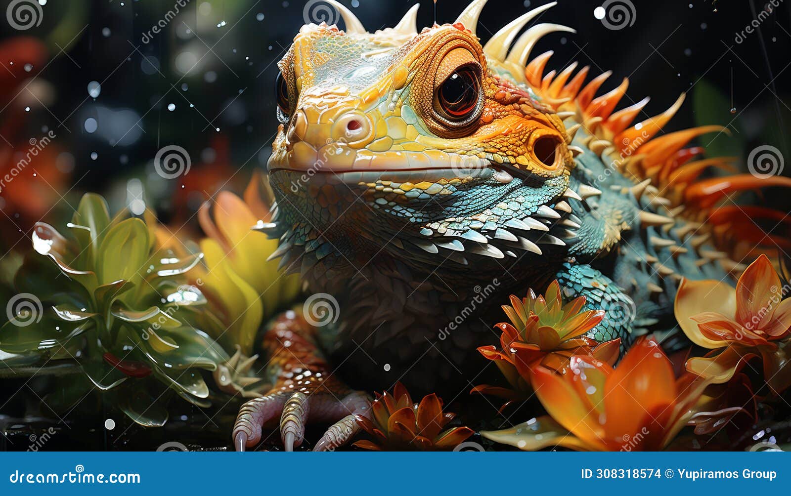A Cute Lizard with Vibrant Colors in Tropical Rainforest Generated by ...